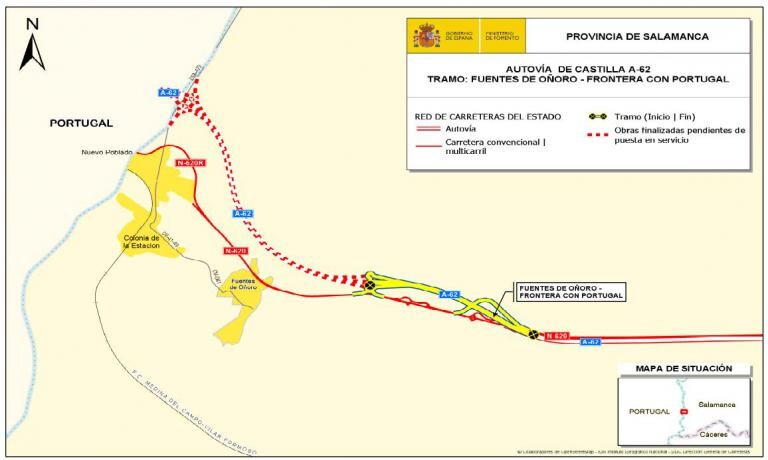 Fomento pone en servicio un tramo de la A-62 en Fuentes de Oñoro ...